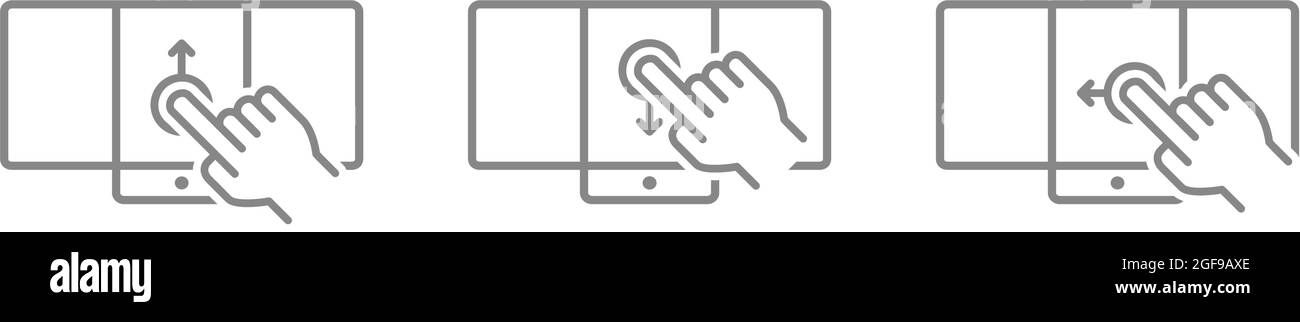 Mobile phone with different swipe gesture icons. Smartphone with ...