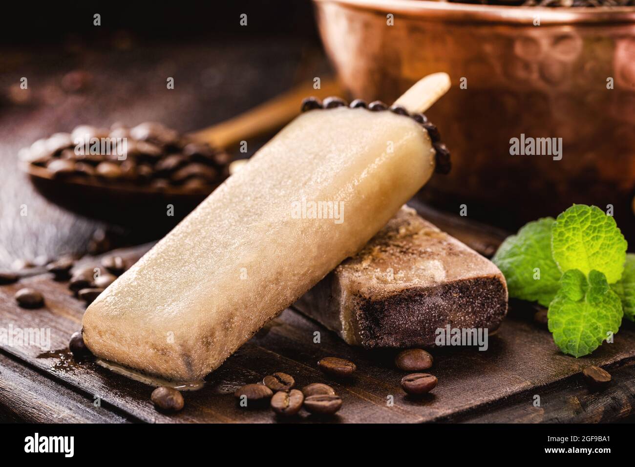 coffee popsicle, home made sweet ice cream, Cappuccino Popsicle Stock ...
