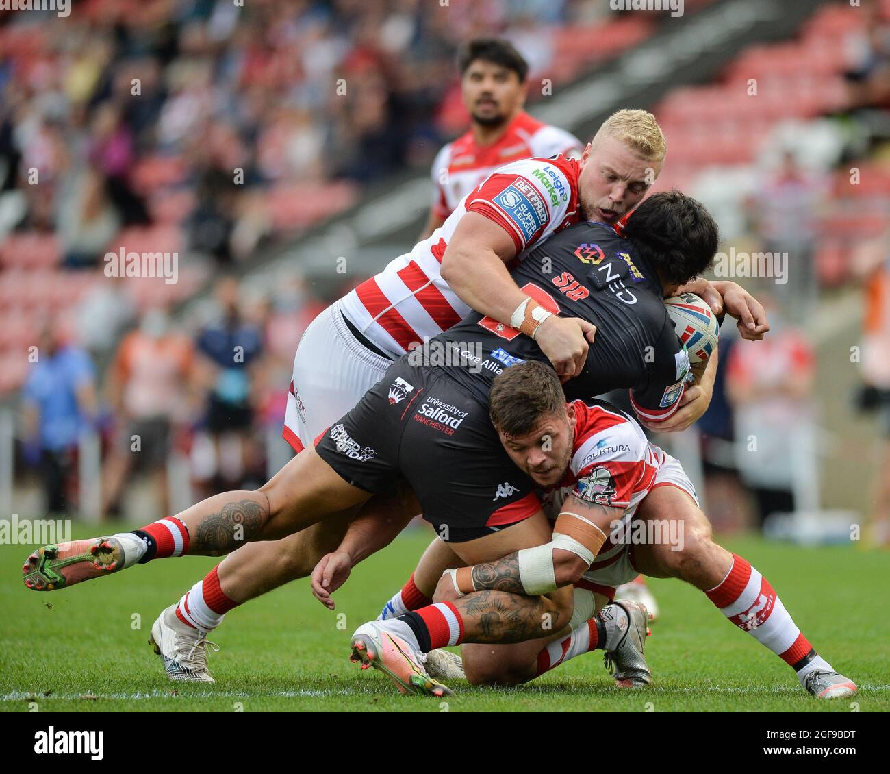 Leigh, England - 22 August 2021 - Jack Ashworth and Liam Hood of Leigh ...