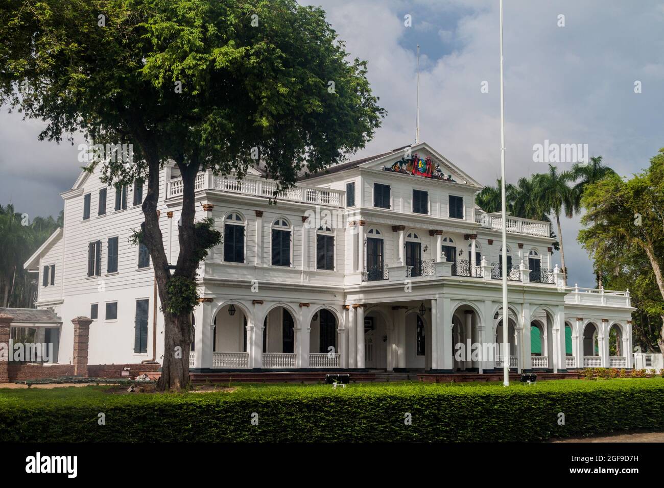PARAMARIBO, SURINAME - AUGUST 5, 2015: Presidential palace in ...