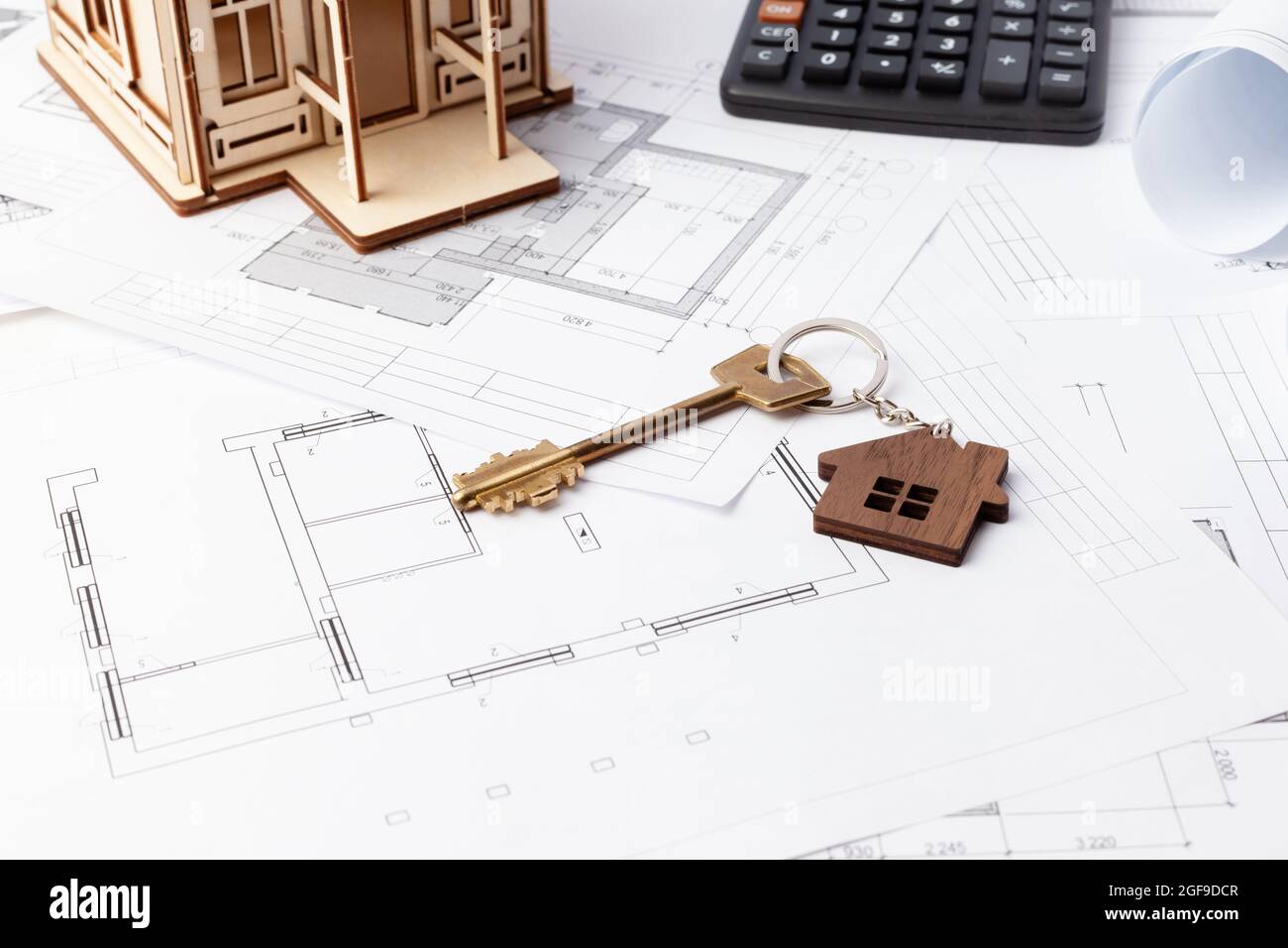 designing a wooden private house turnkey. Copy space Stock Photo - Alamy