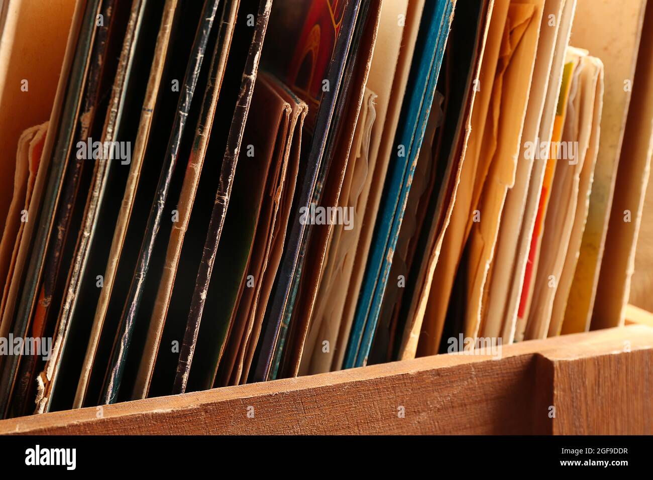 Box with vinyl records Stock Photo - Alamy