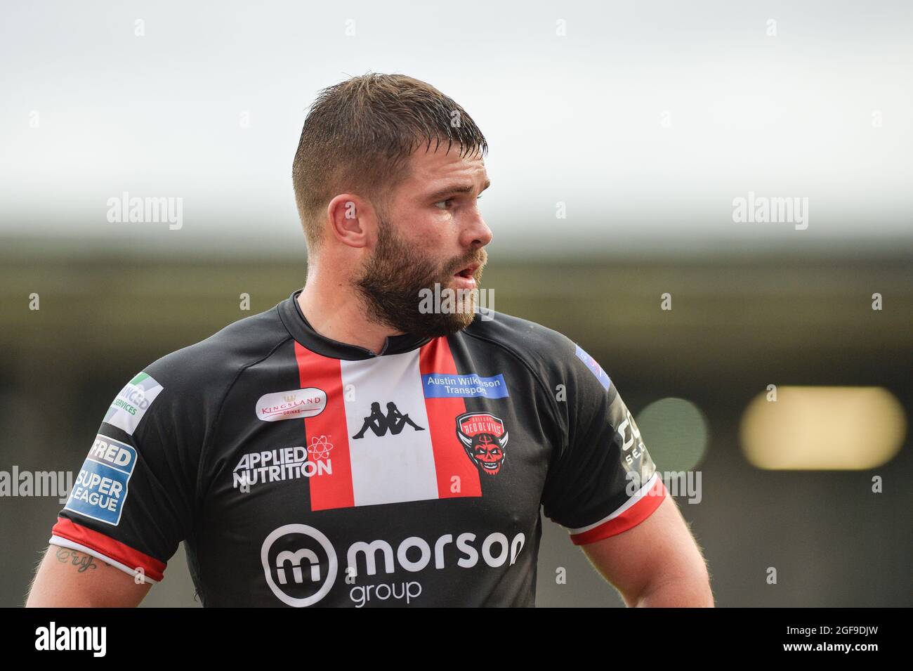 Leigh, England - 22 August 2021 - Ryan Lannon (11) of Salford Red ...