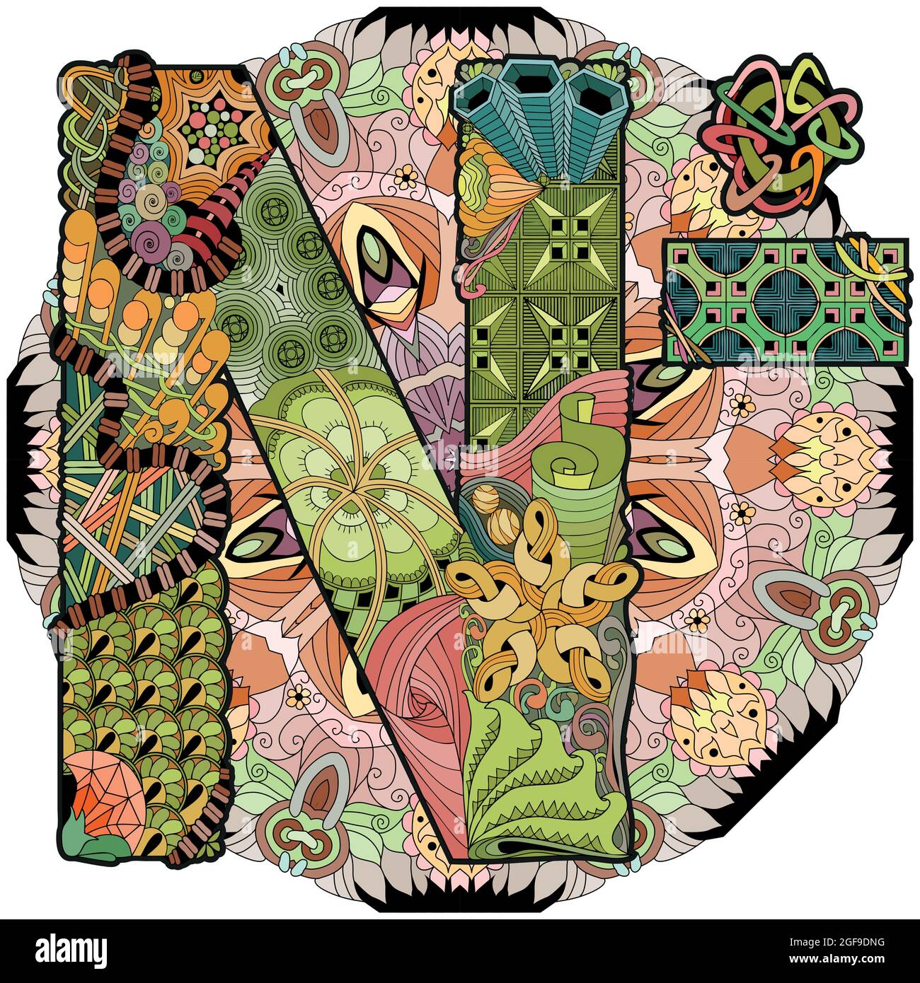 Hand drawn Numero sign on mandala zentangle styled for t-shirt design ...