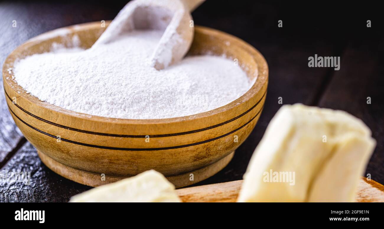 cassava root with cassava flour, root used for cooking Stock Photo - Alamy