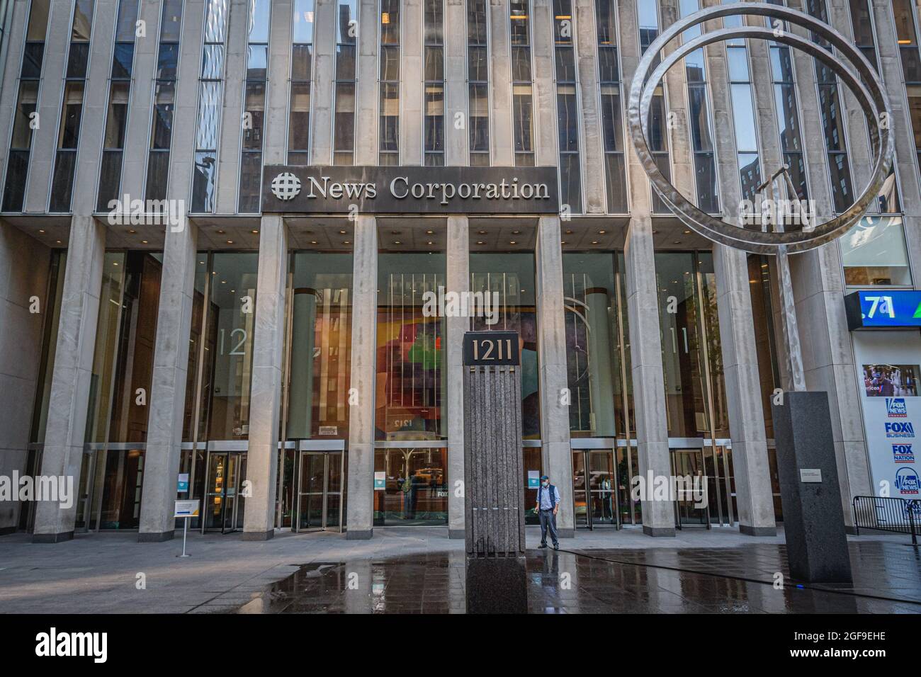 USA. 24th Aug, 2021. Entrance to Fox News headquarters in New York ...