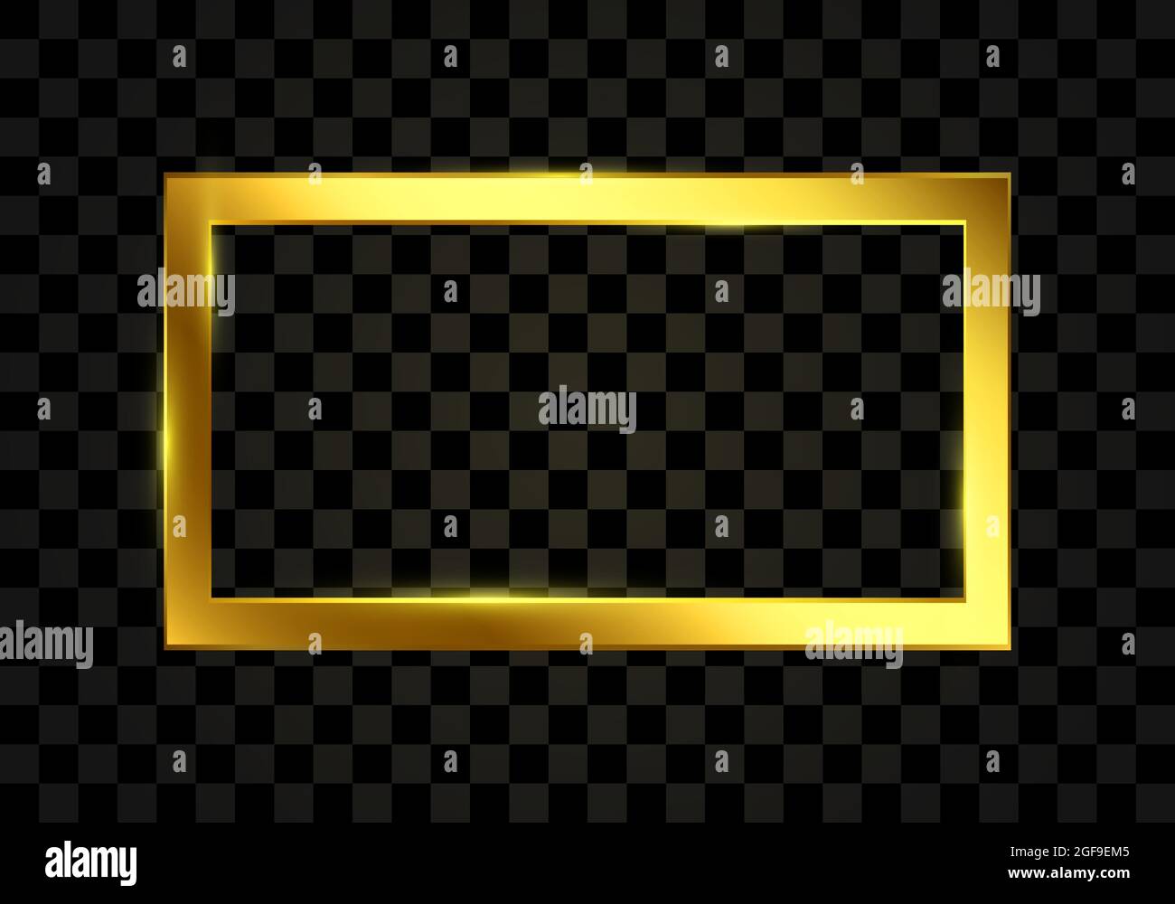 Gold frame with light effects. Bright rectangular banner. Vector Stock ...