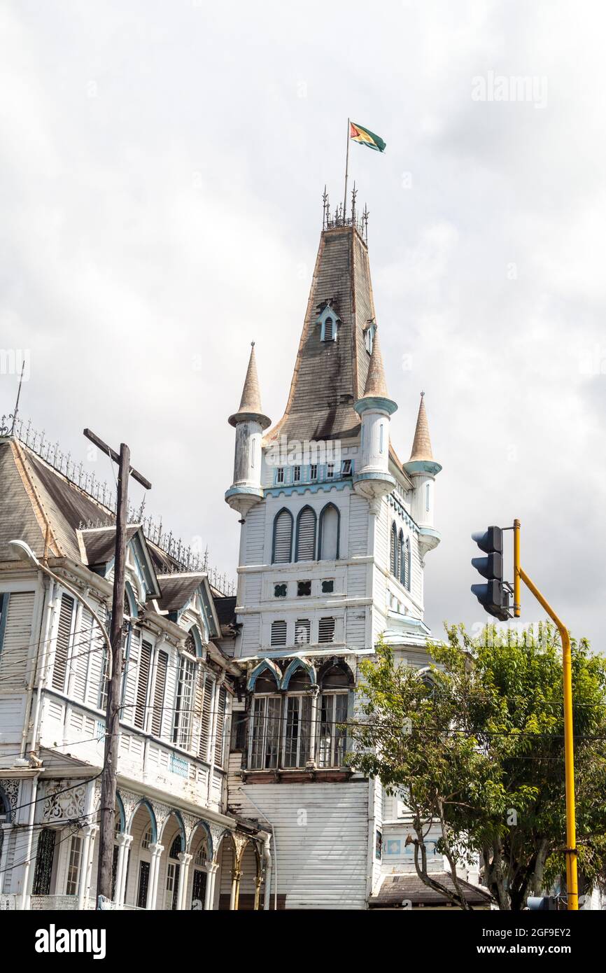 Building of the Town Hall in Georgetown, capital of Guyana Stock Photo ...