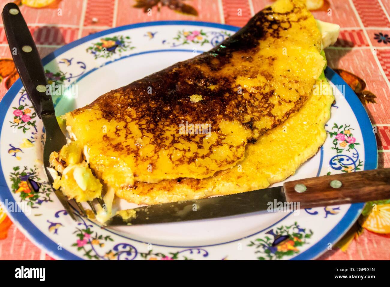 Typical venezuelan meal - Cachapa corn pancakes filled with cheese ...