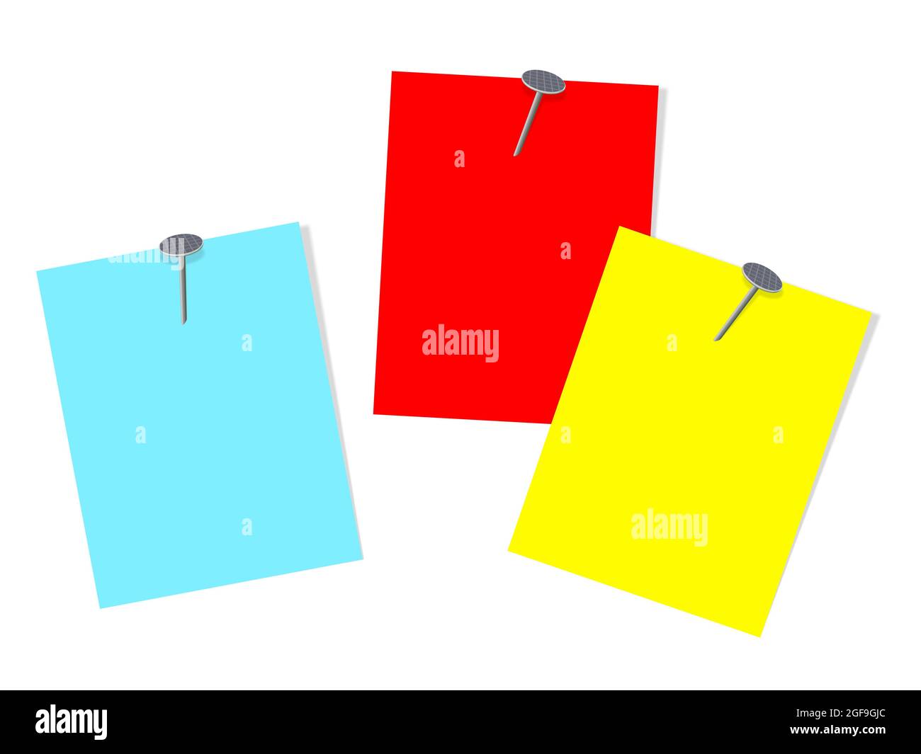 Three blank sticky notes against white background, 3d illustration ...