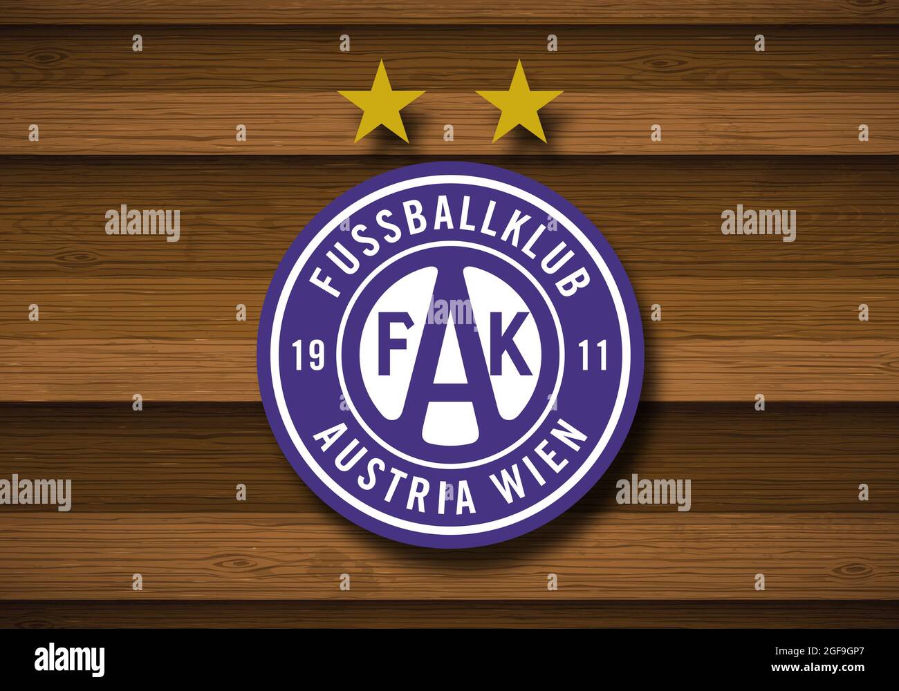 Coat of arms of FC Austria Wien, a football club from Austria, wooden ...