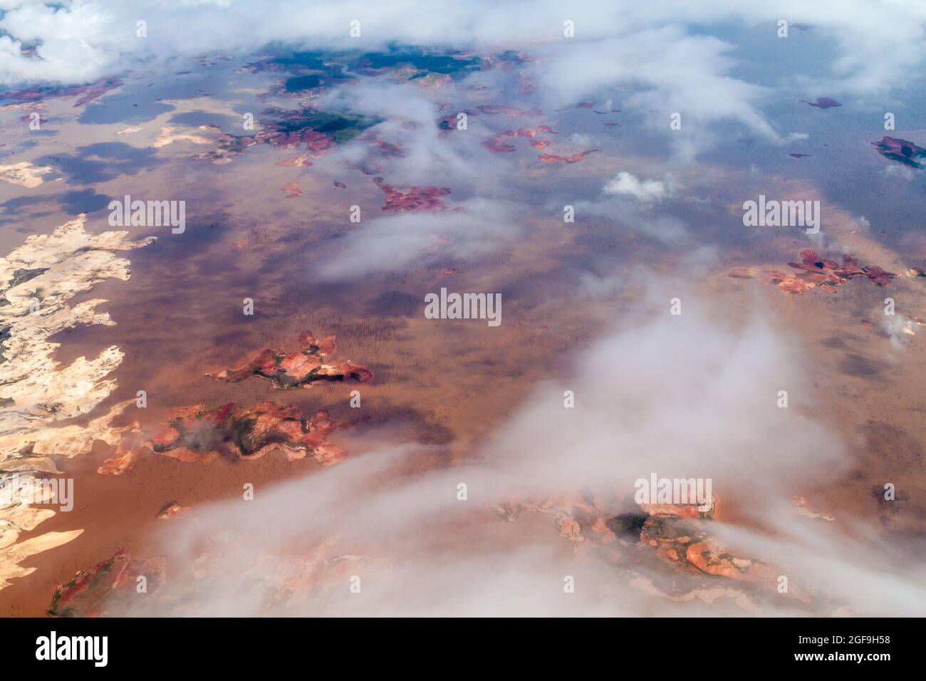 Aerial view of Guri reservoir on the Caroni River in Venezuela Stock ...