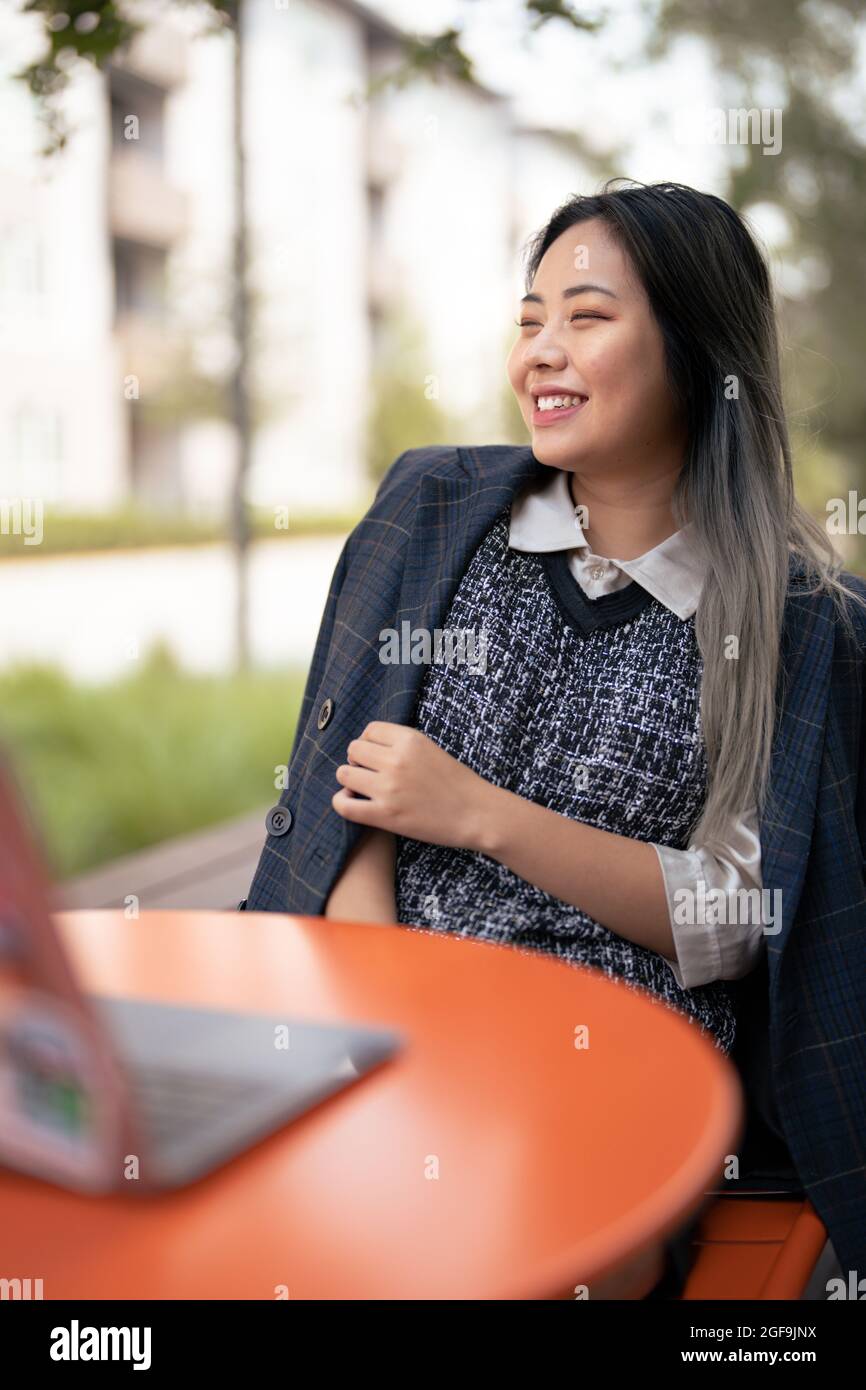 Young Asian Female Data Scientist Enjoying Working Outside Stock Photo ...