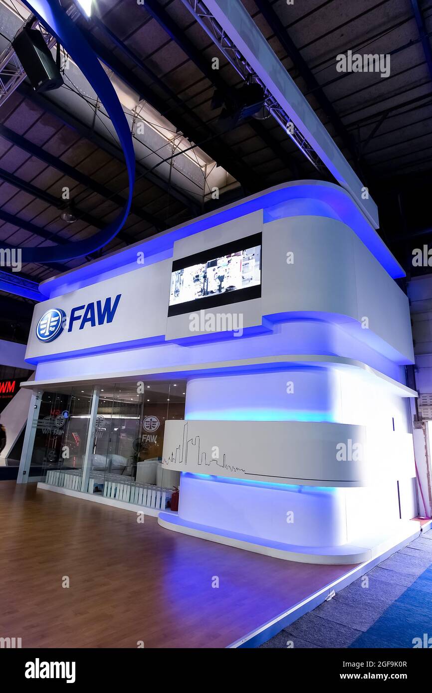 JOHANNESBURG, SOUTH AFRICA - Aug 05, 2021: The FAW brand of cars and ...