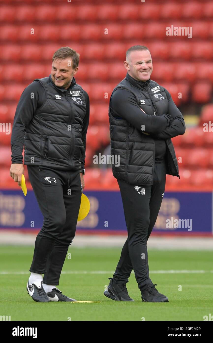 Wayne Rooney manager of Derby County takes in the pre game atmosphere ...