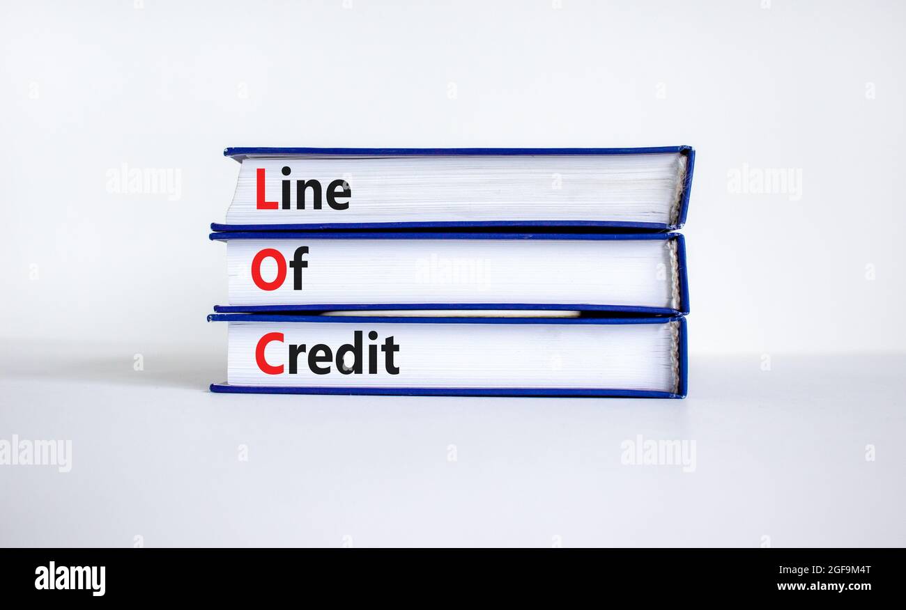 LOC, Line of credit symbol. Books with words 'LOC, line of credit ...