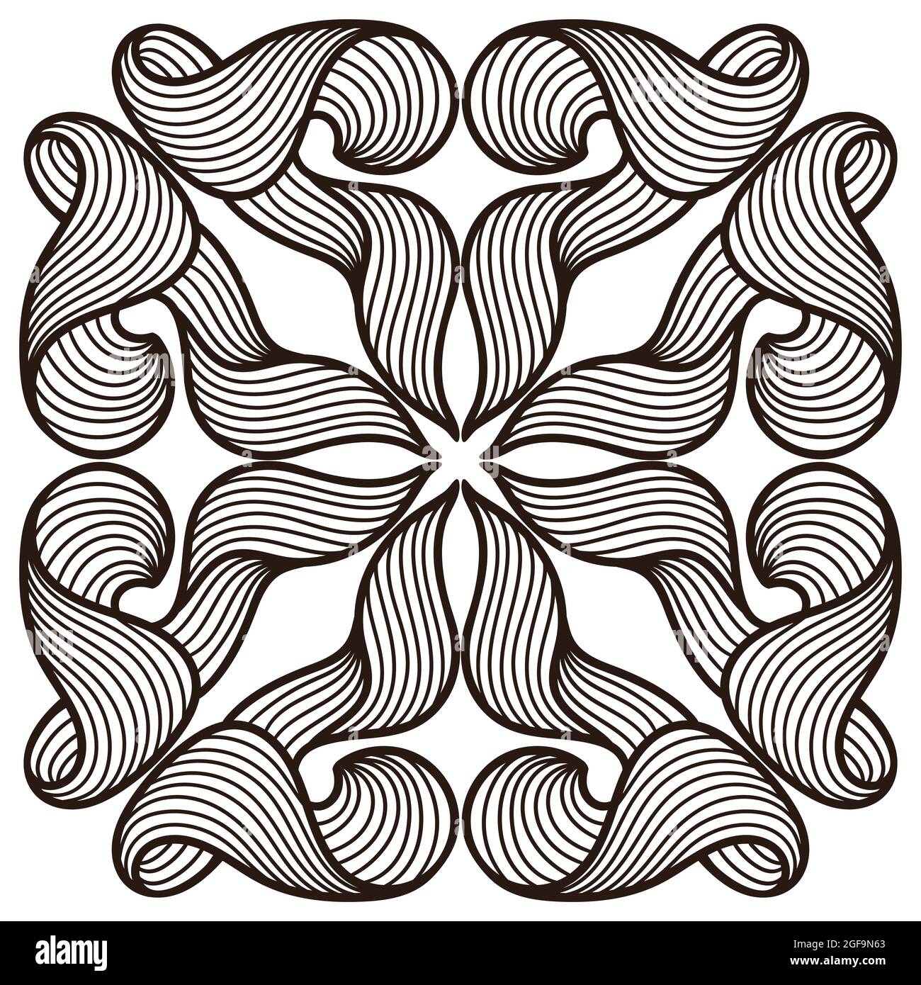 Ceramic tile pattern with wave line curls. Mediterranean porcelain ...