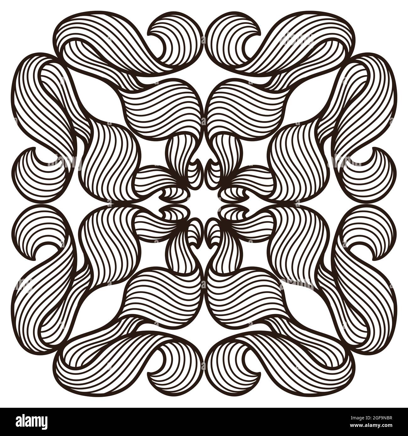 Ceramic tile pattern with wave line curls. Mediterranean porcelain ...