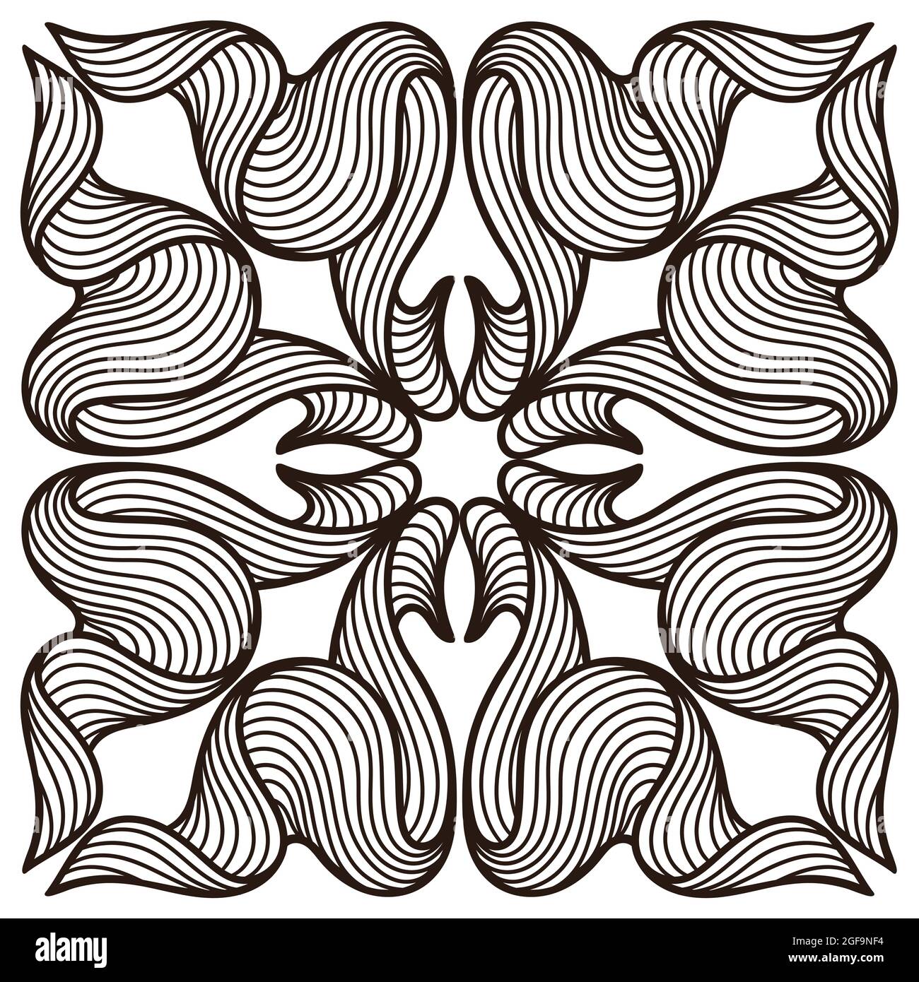 Ceramic tile pattern with wave line curls. Mediterranean porcelain ...