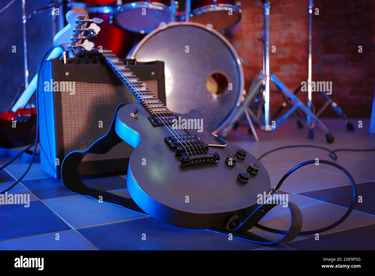 Rock band instruments Stock Photo - Alamy