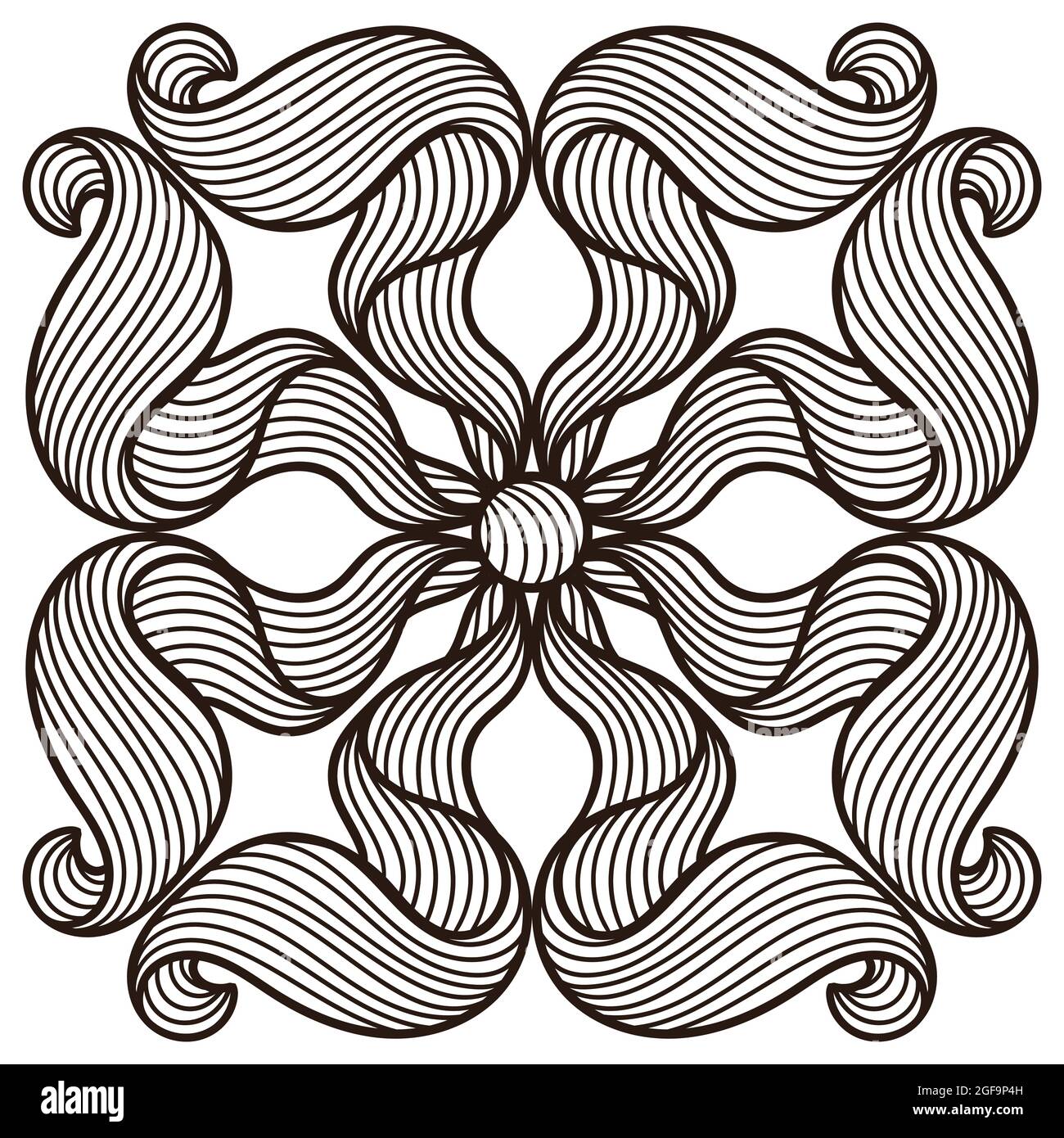 Ceramic tile pattern with wave line curls. Mediterranean porcelain ...