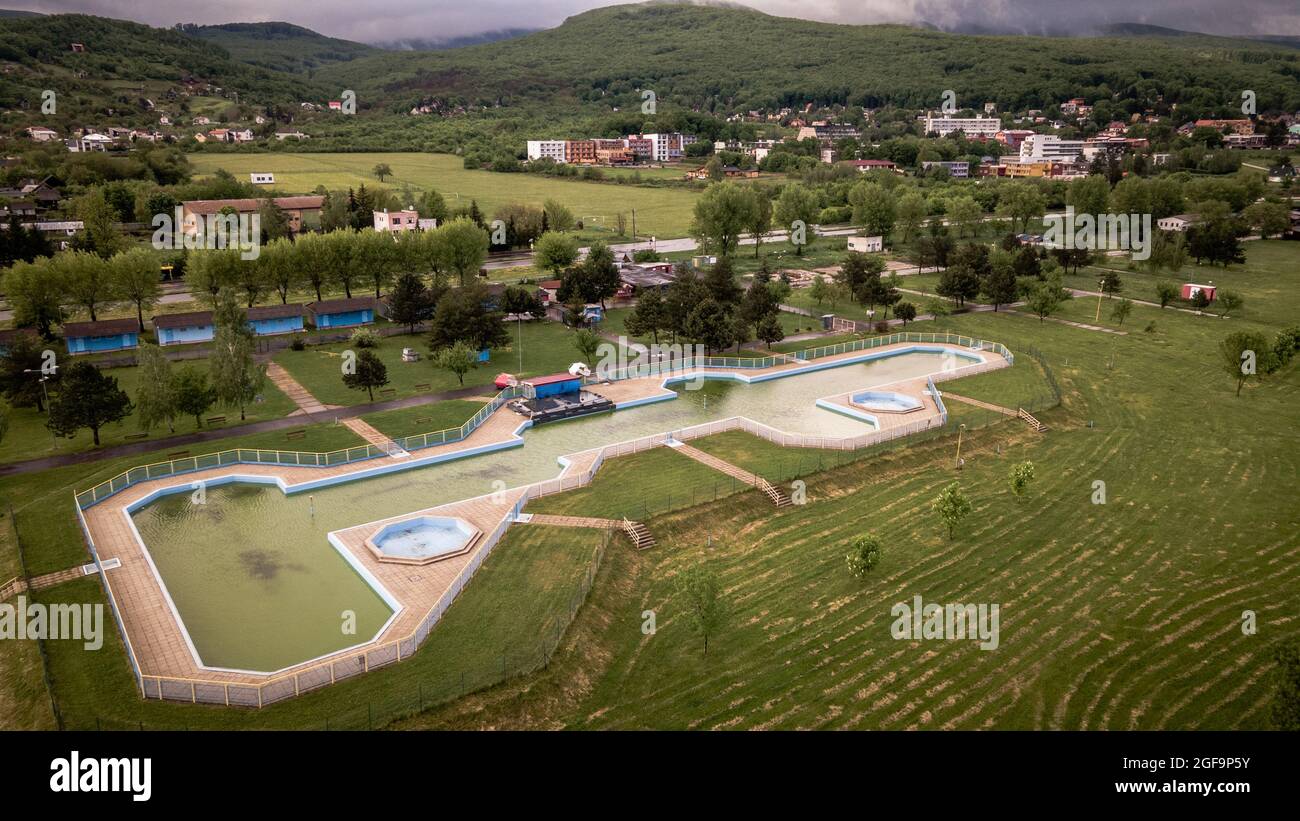 Aerial view of the recreational zone at Zemplinska sirava in Slovakia ...
