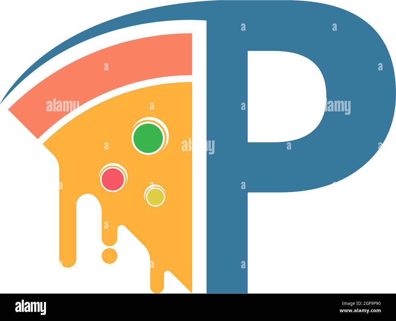 Letter P with pizza icon logo vector template Stock Vector Image & Art ...