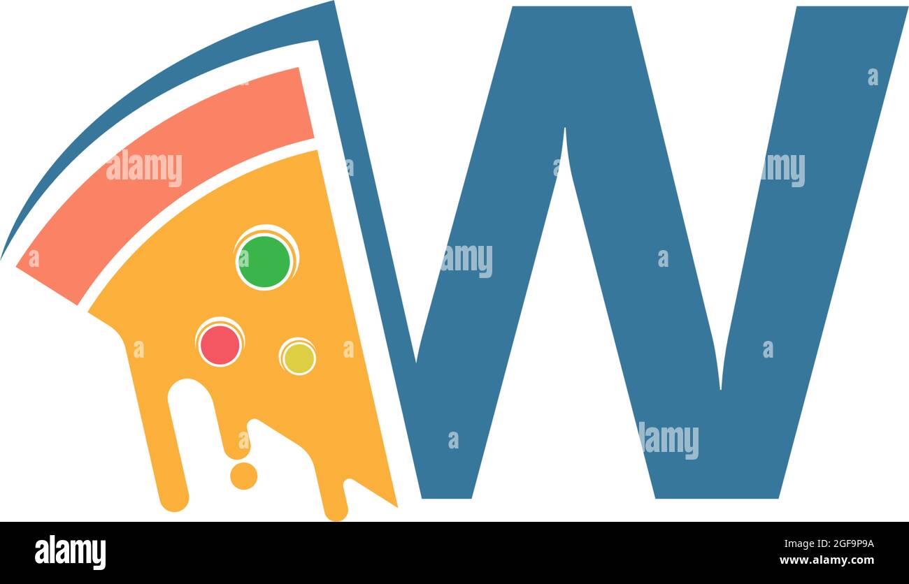 Letter W with pizza icon logo vector template Stock Vector Image & Art ...
