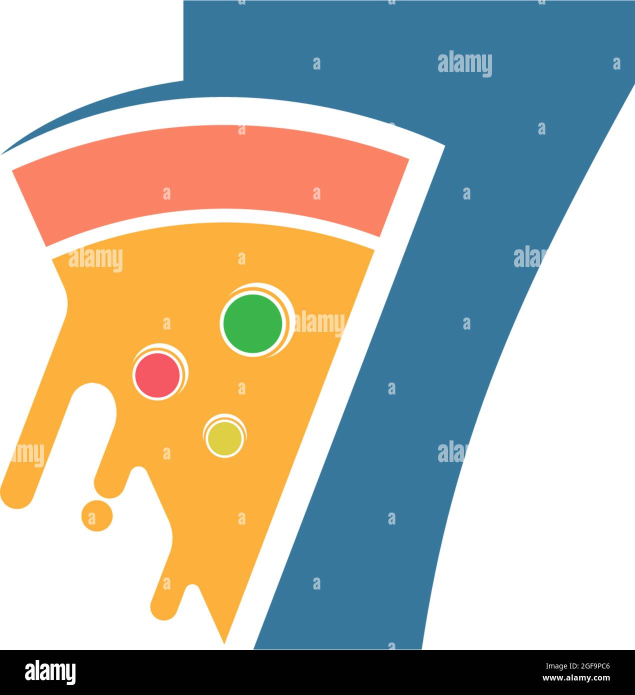 Number 7 with pizza icon logo vector template Stock Vector Image & Art ...