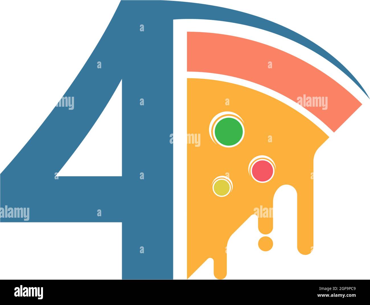 Number 4 with pizza icon logo vector template Stock Vector Image & Art ...