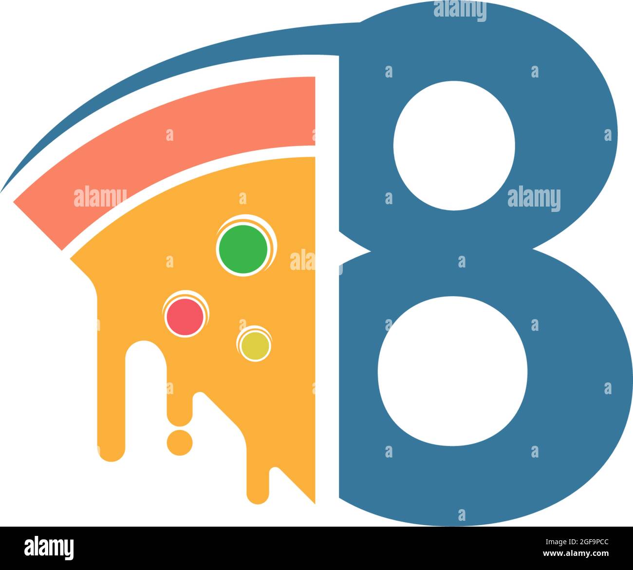 Number 8 with pizza icon logo vector template Stock Vector Image & Art ...