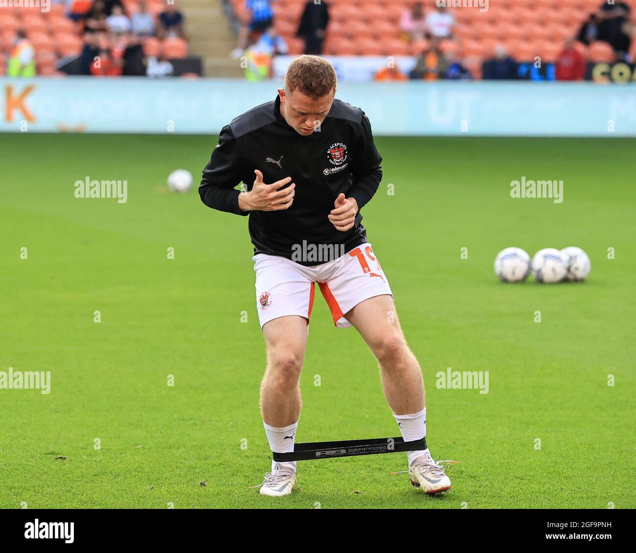 Shayne Lavery #19 of Blackpool during the pre-game warmup Stock Photo ...