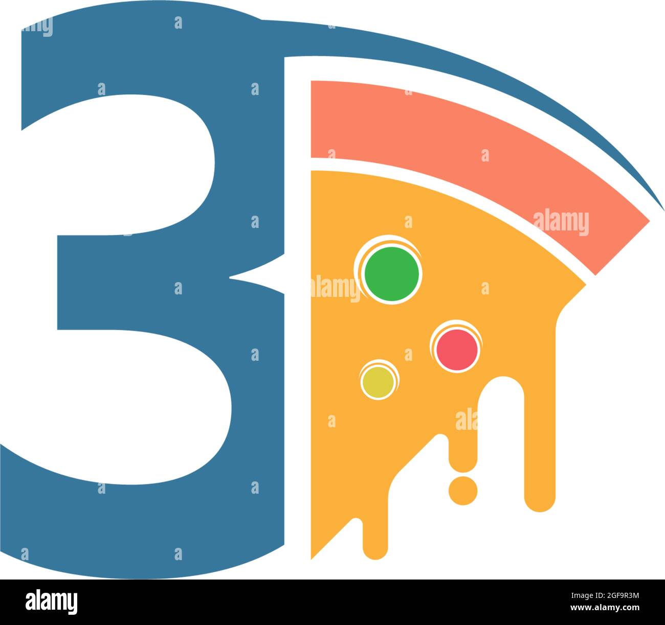 Number 3 with pizza icon logo vector template Stock Vector Image & Art ...