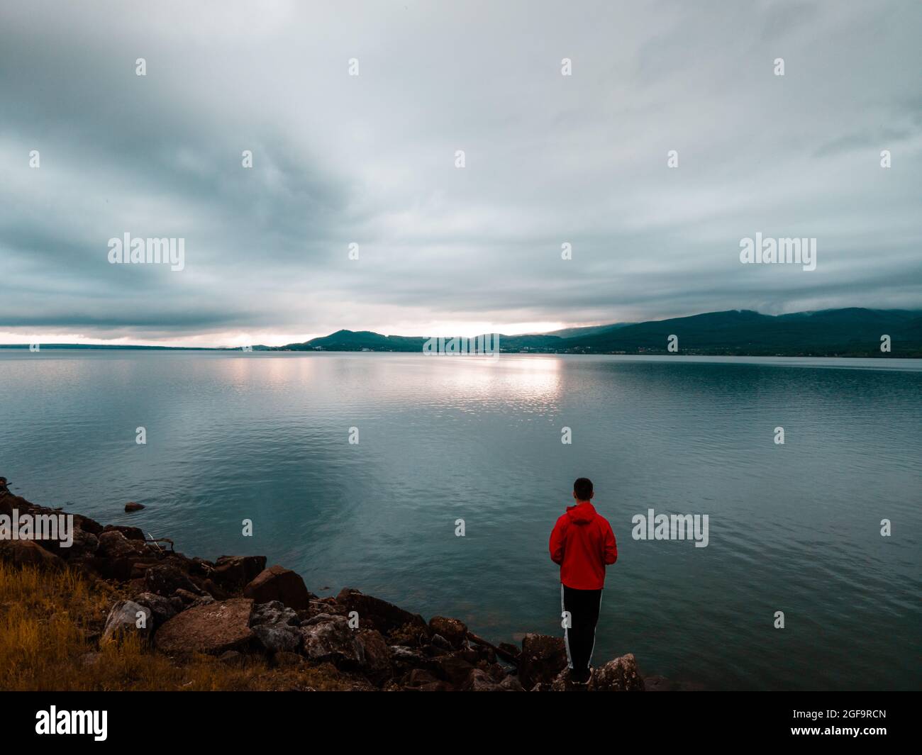 Aerial view of Zemplinska Sirava reservoir in Slovakia - Sunset Stock ...