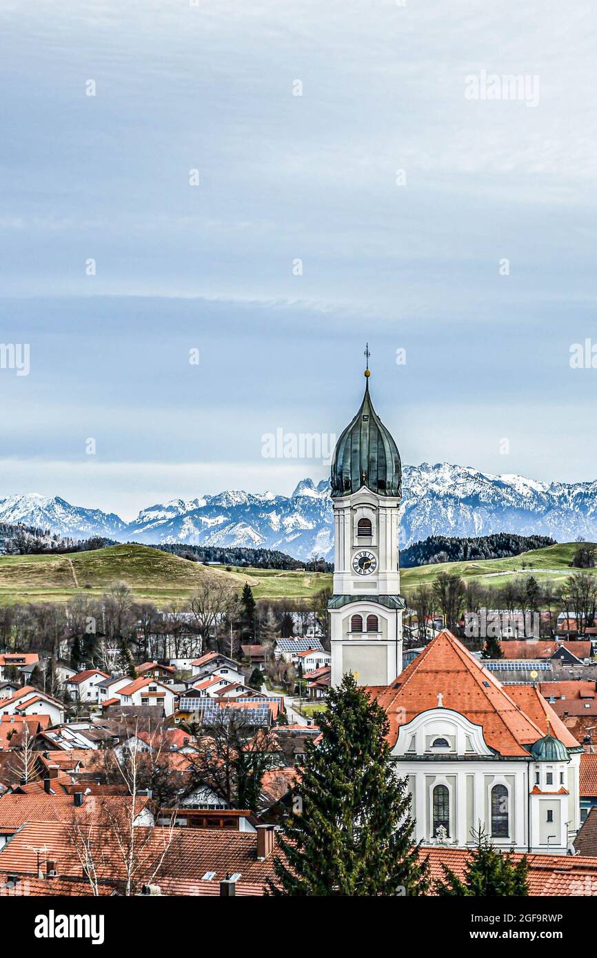 Panorama view in Nesselwang Gremany Stock Photo - Alamy
