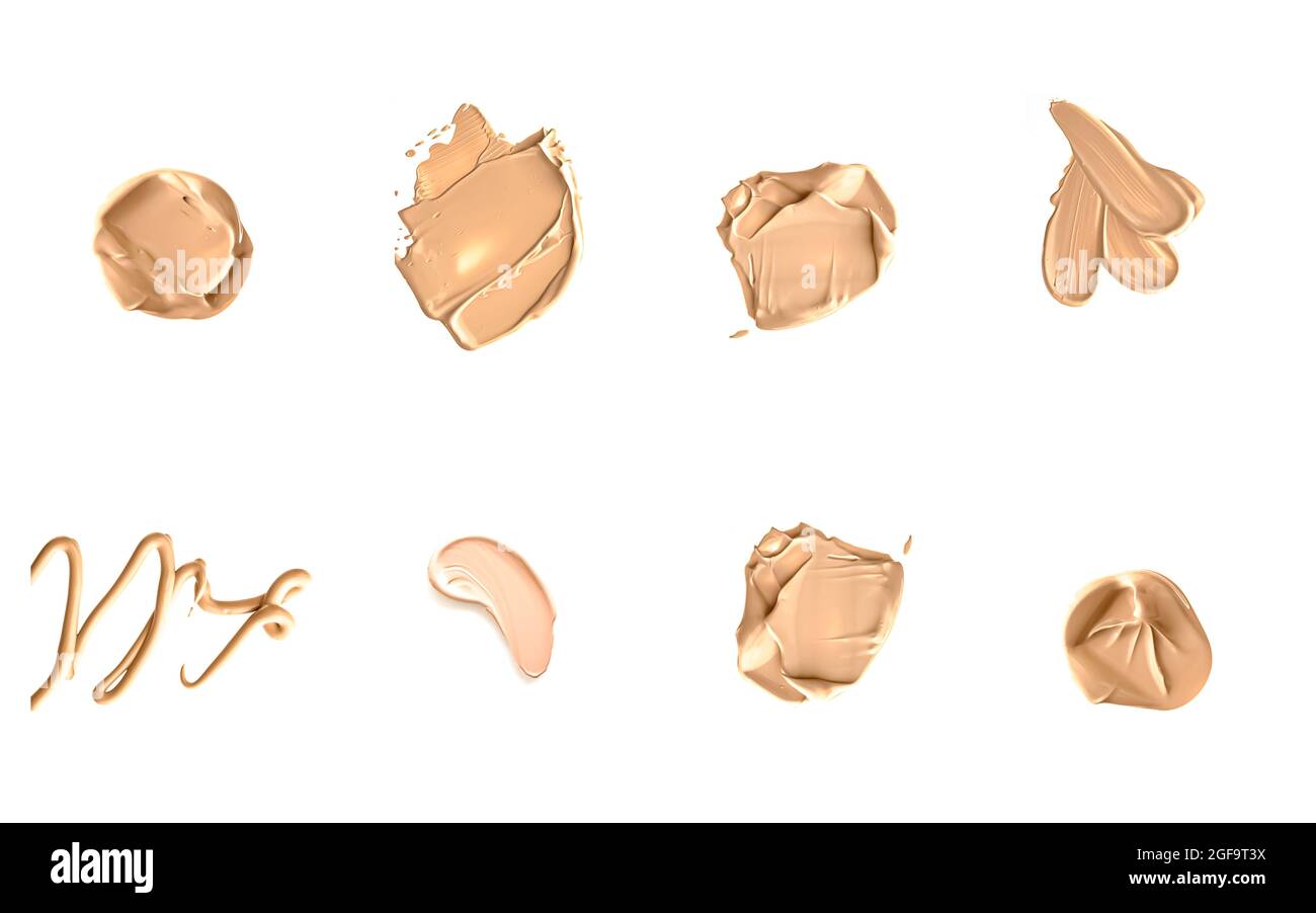 Beige beauty cosmetic texture isolated on white background, smudged ...