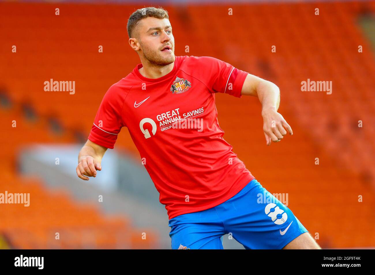 Blackpool, UK. 24th Aug, 2021. Former Blackpool and current Sunderland ...