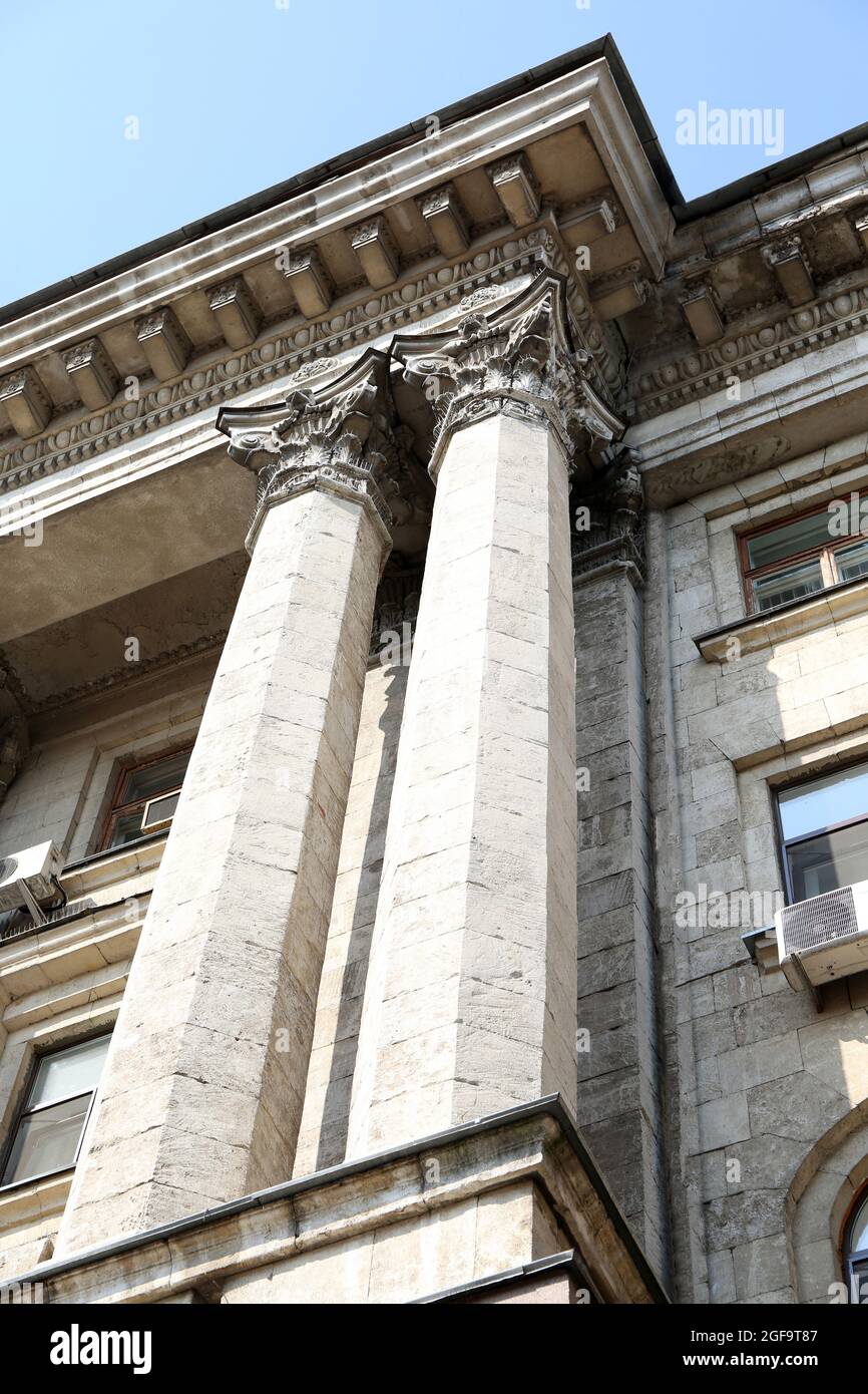 Roof with columns of an old building Stock Photo - Alamy