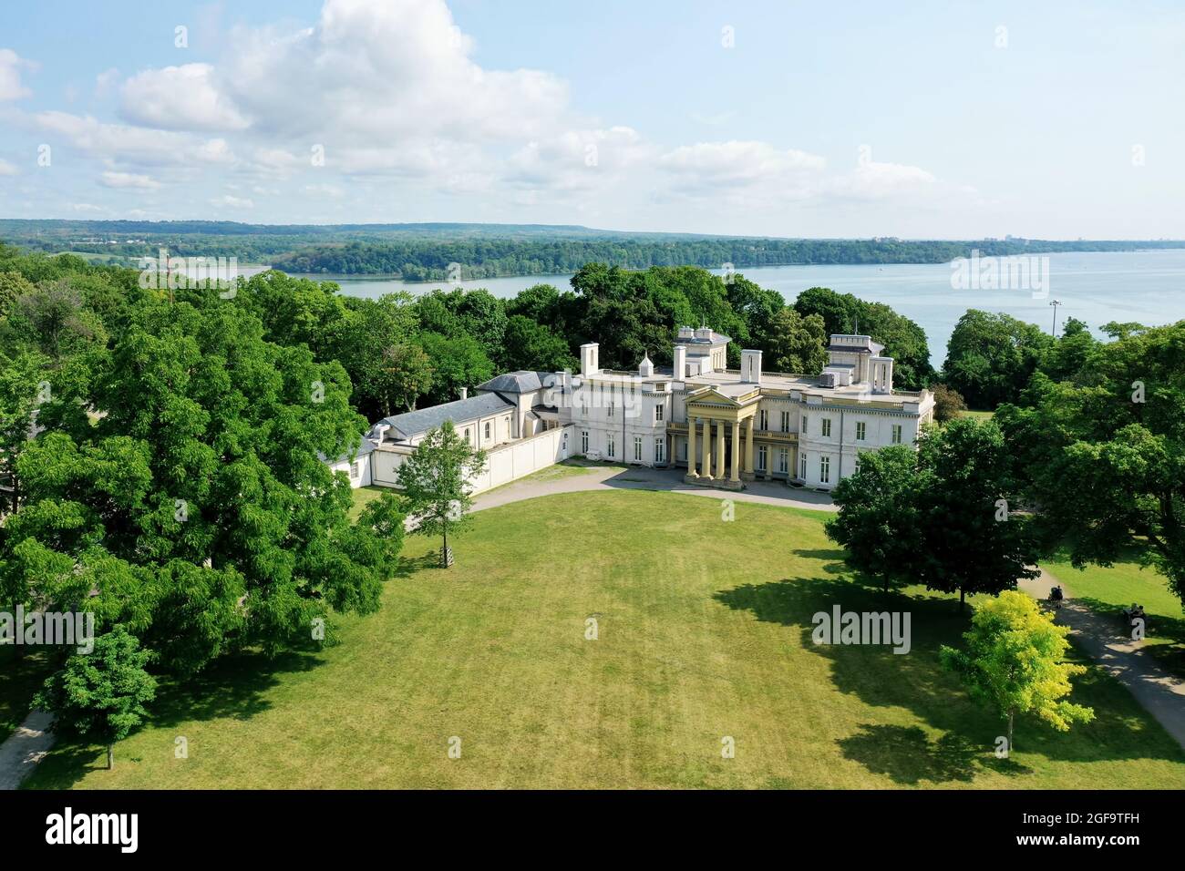 An aerial of Dundurn Castle in Hamilton, Ontario, Canada Stock Photo ...