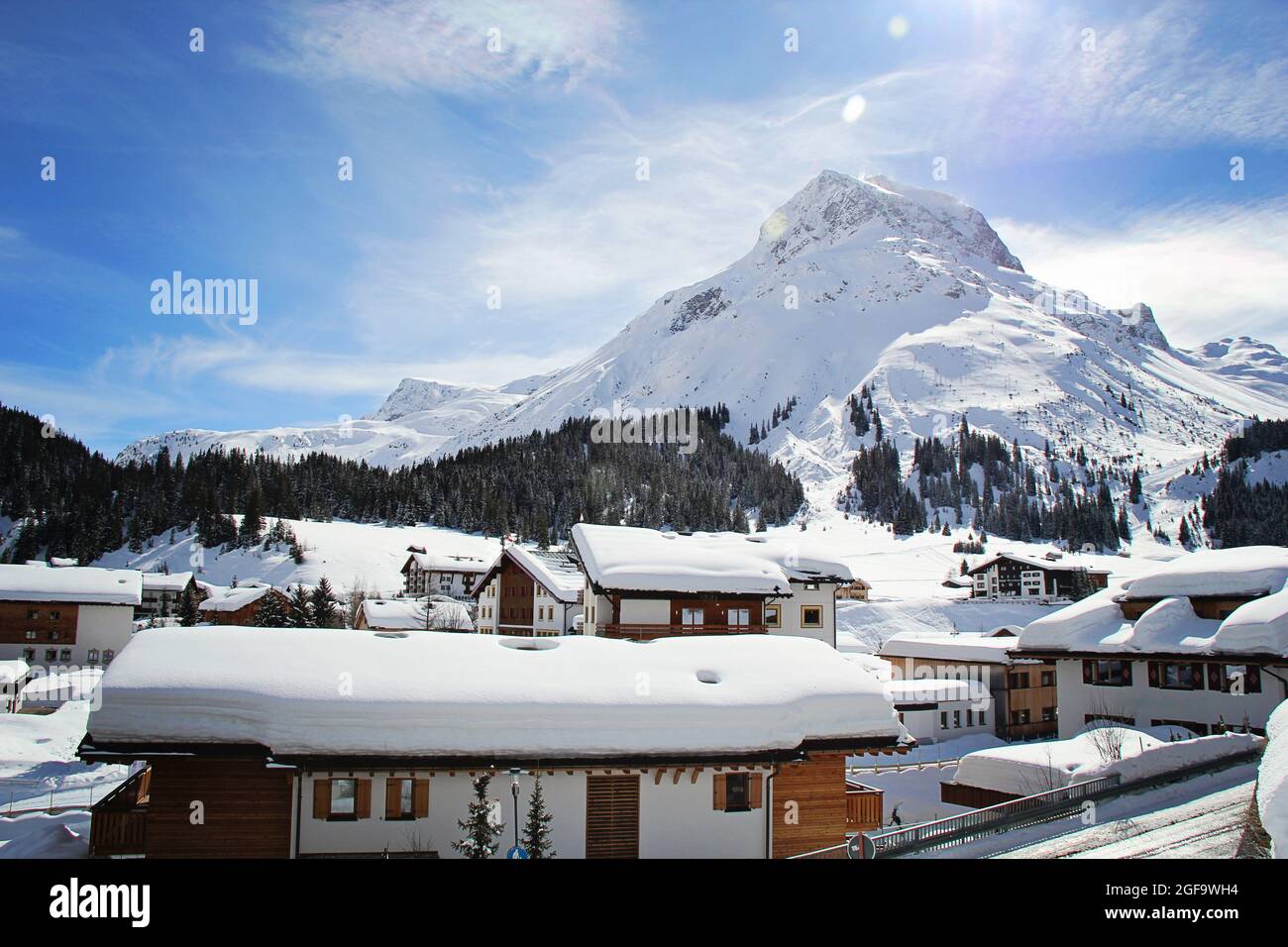 View of Alpine ski Village Lech in Austria Stock Photo - Alamy