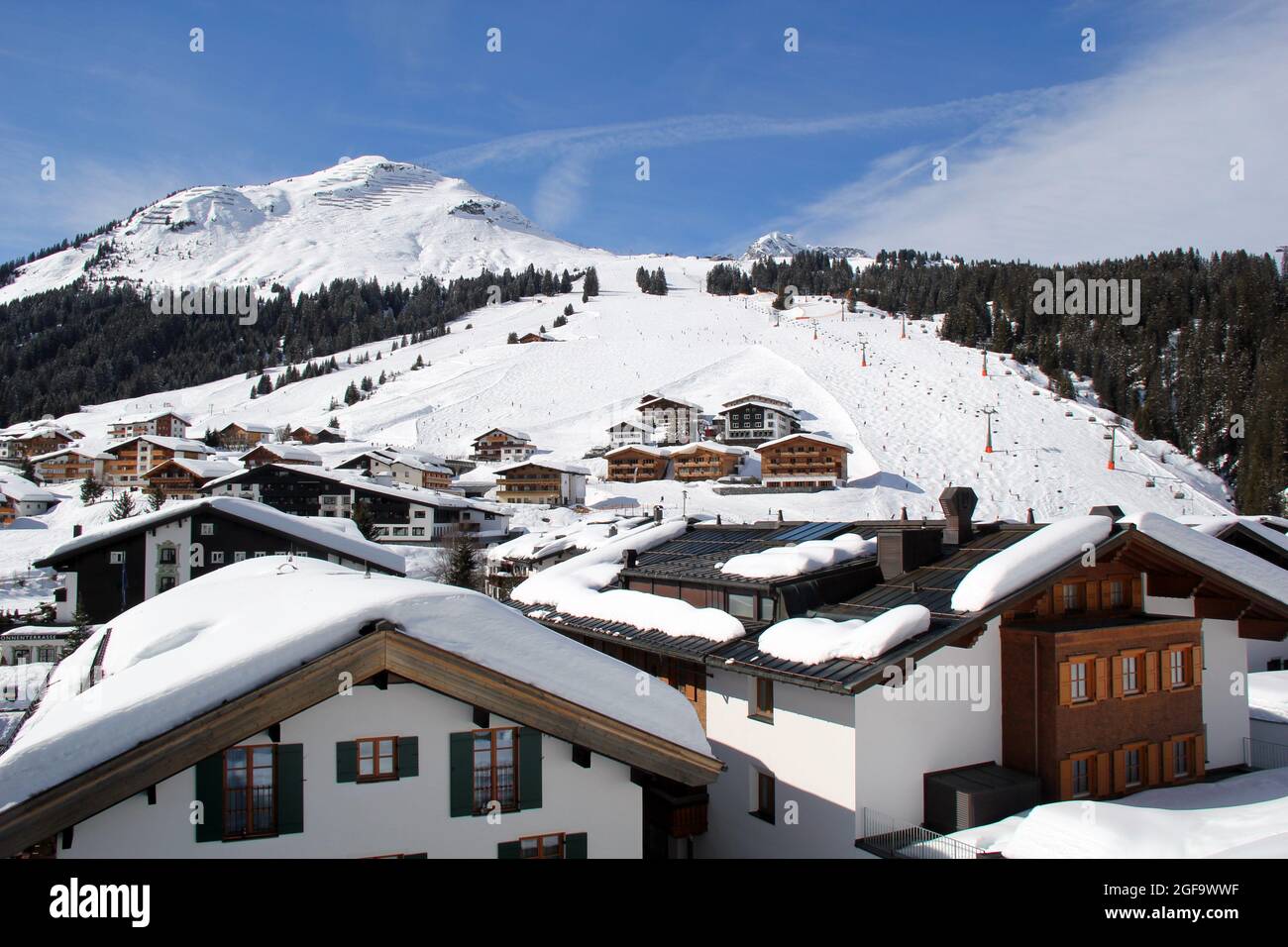 Austrian Ski Piste and resort village in Lech, Austria Stock Photo - Alamy