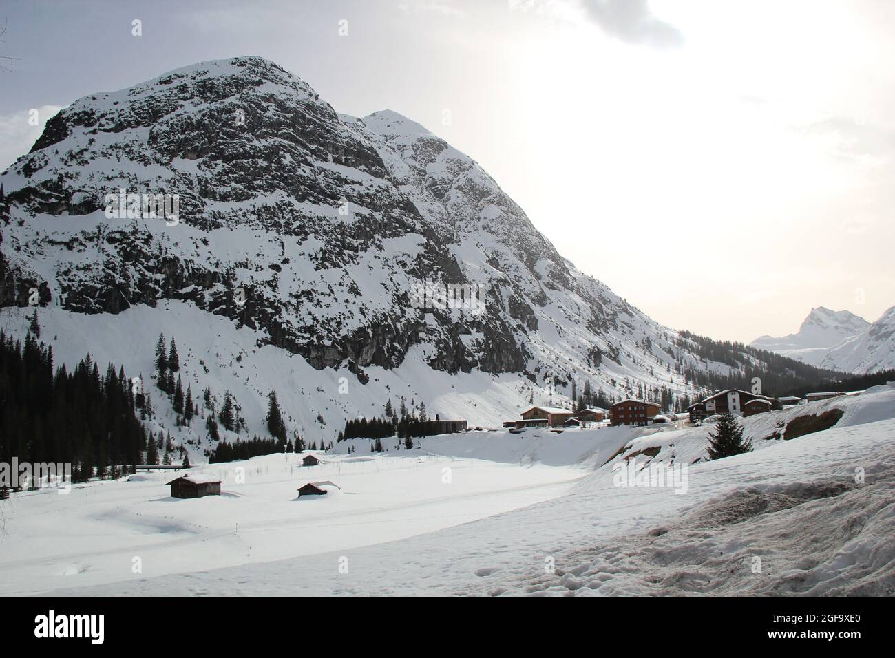 Nice Mountain Valley in the Austrian Alps at Winter Stock Photo - Alamy