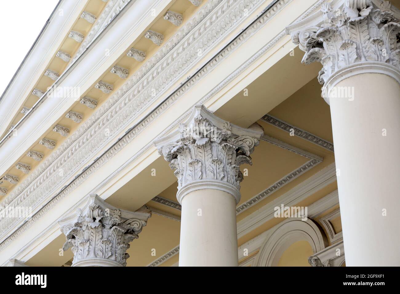 Roof with columns of an old building Stock Photo - Alamy