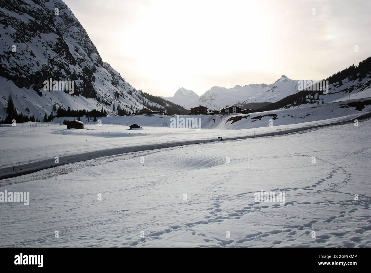 Winter Sunset with Snowy Mountains in the Austrian Alps Stock Photo - Alamy