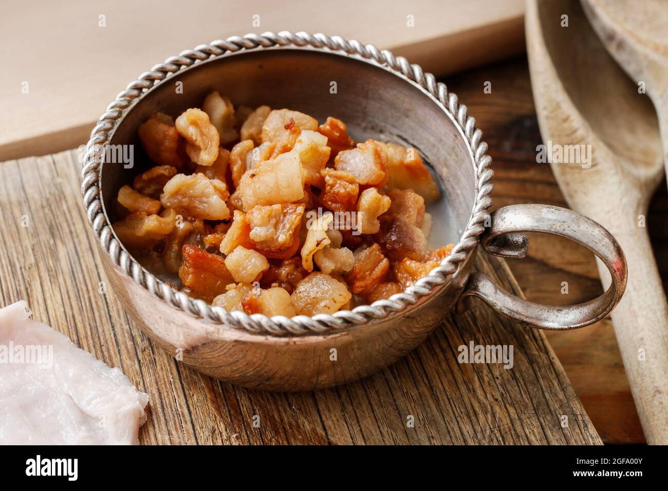 Fatback and pork greaves (pork rinds). Unhealthy food Stock Photo - Alamy