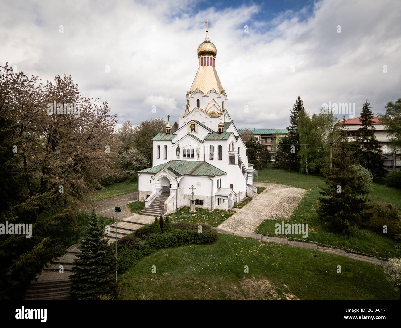 Aerial views of the Orthodox Church in Medzilaborce, Slovakia Stock ...