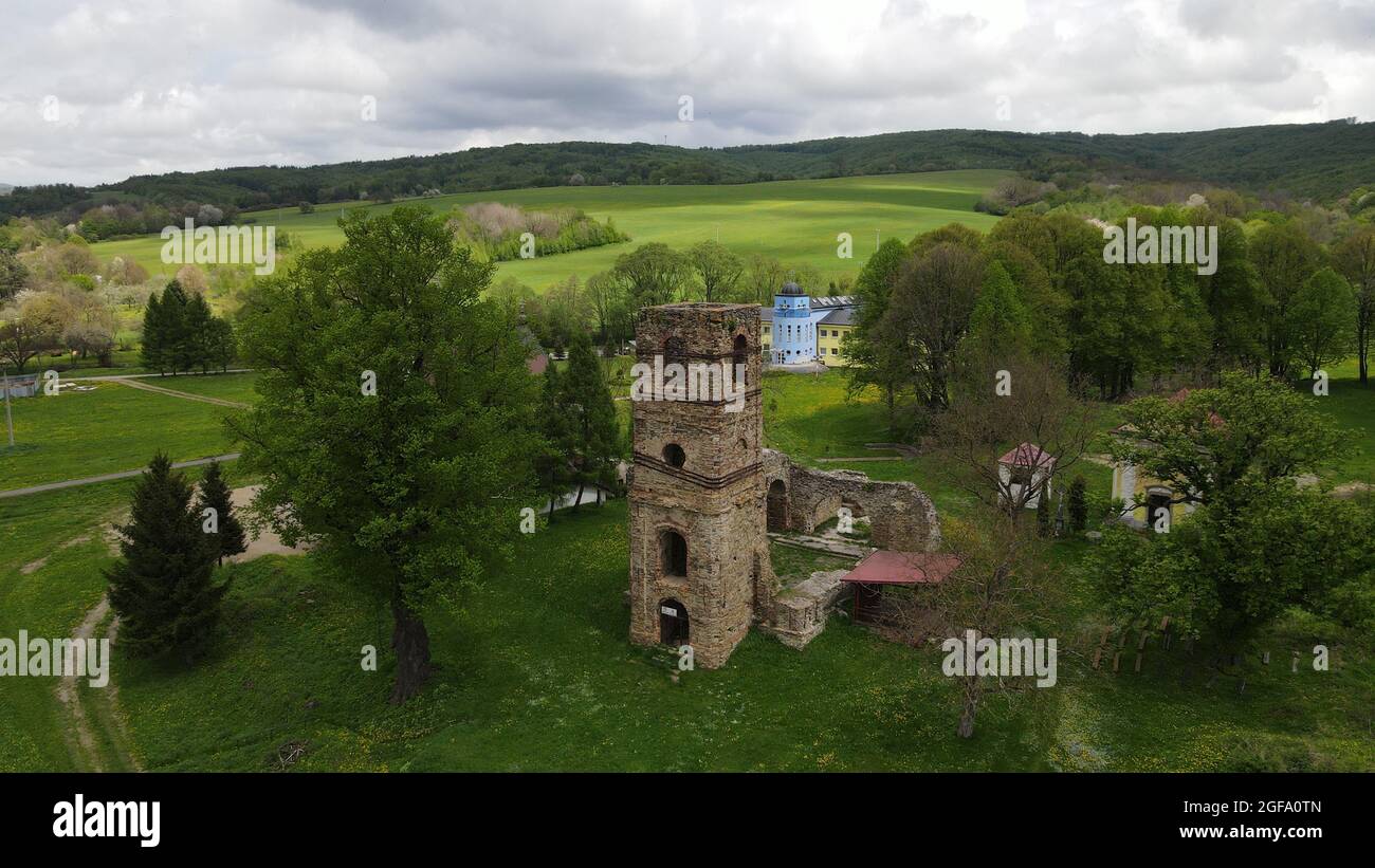 A view of the Basilica Monastery in the village of Krasny Brod in ...