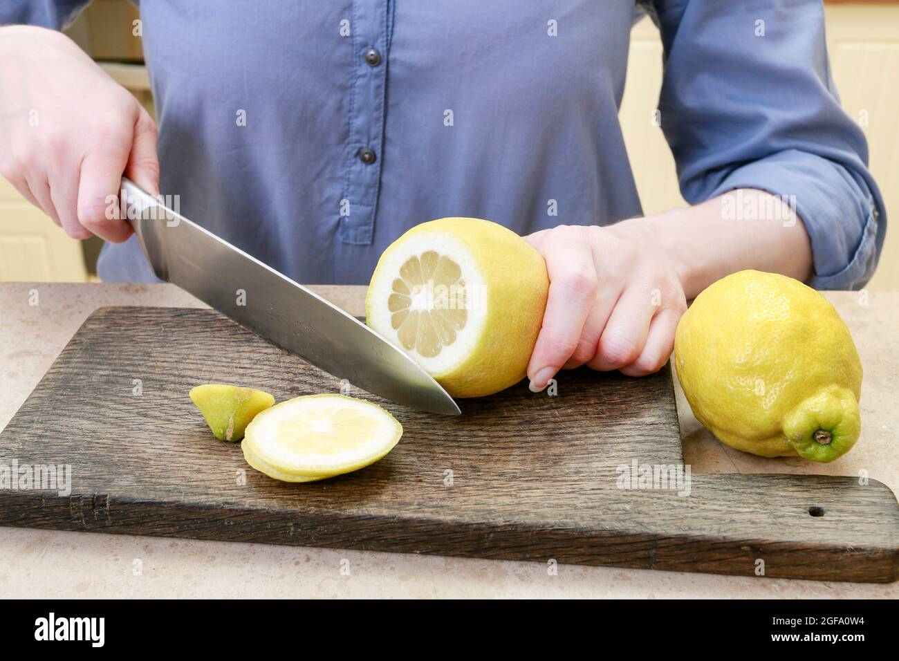 How to make lemonade, step by step, tutorial. Healthy drink Stock Photo ...