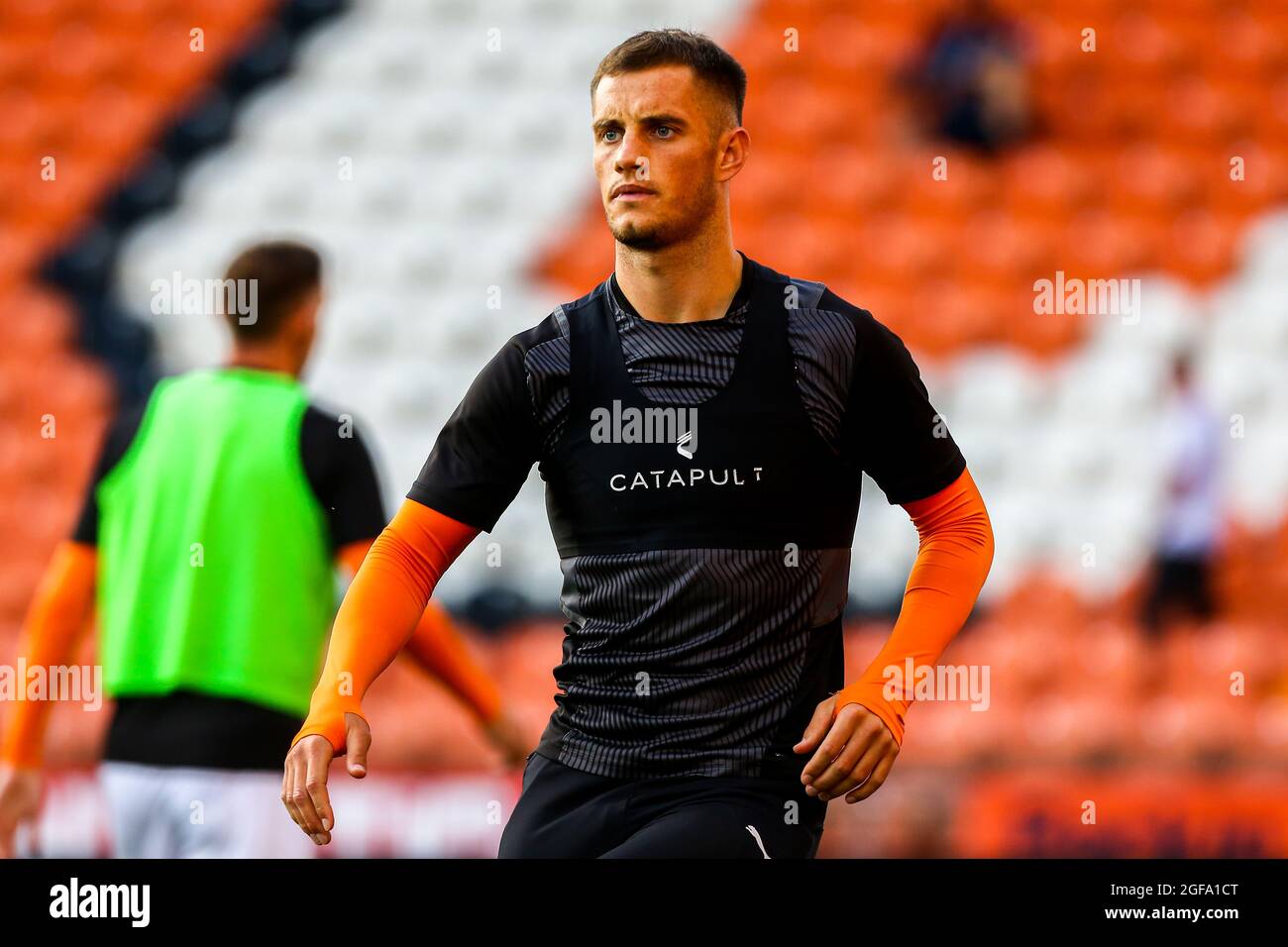 Blackpool, UK. 24th Aug, 2021. Blackpool forward Jerry Yates before the ...
