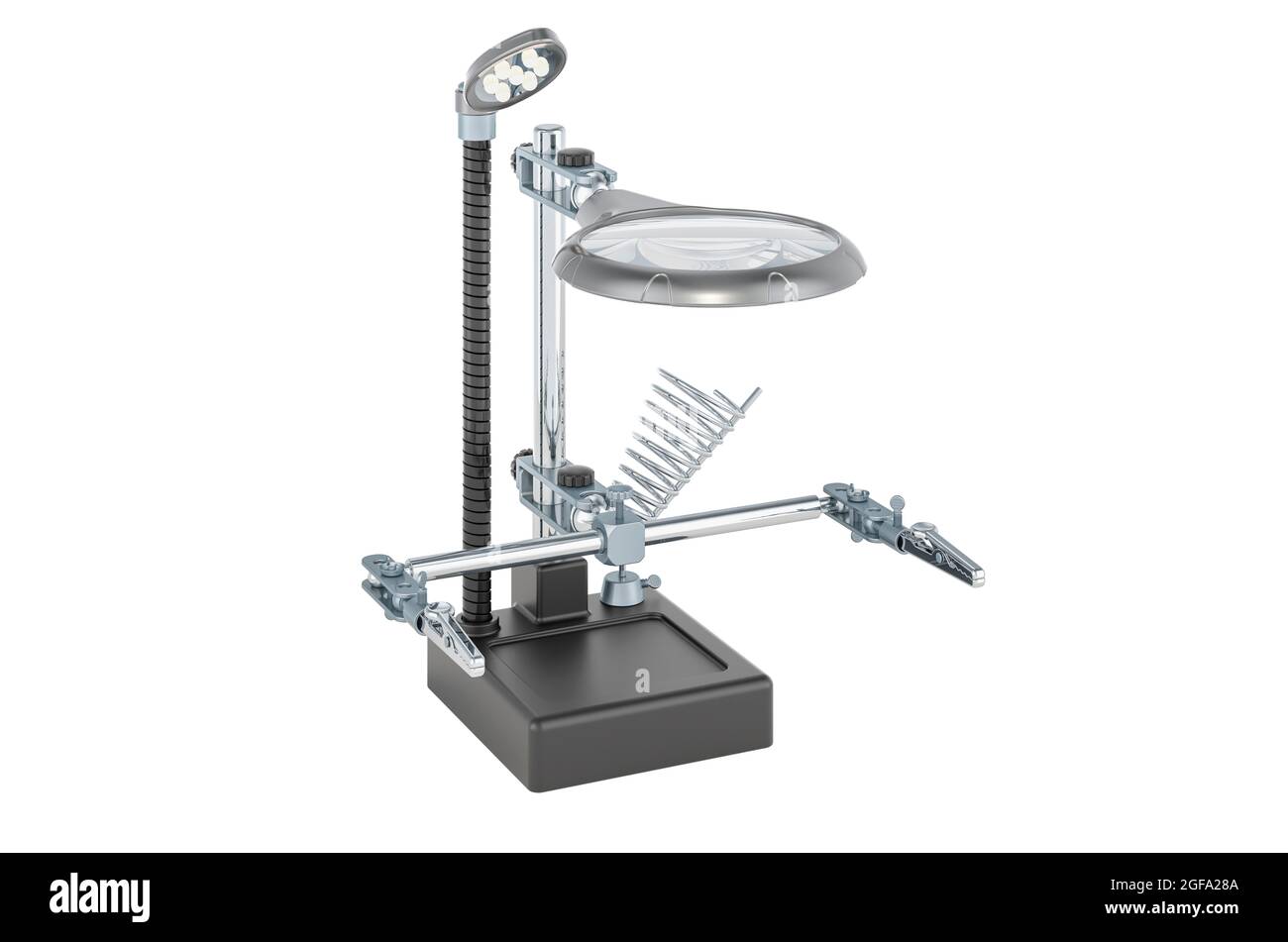 Adjustable Helping Hand With Magnifying Glass on Solid Heavy Base ...